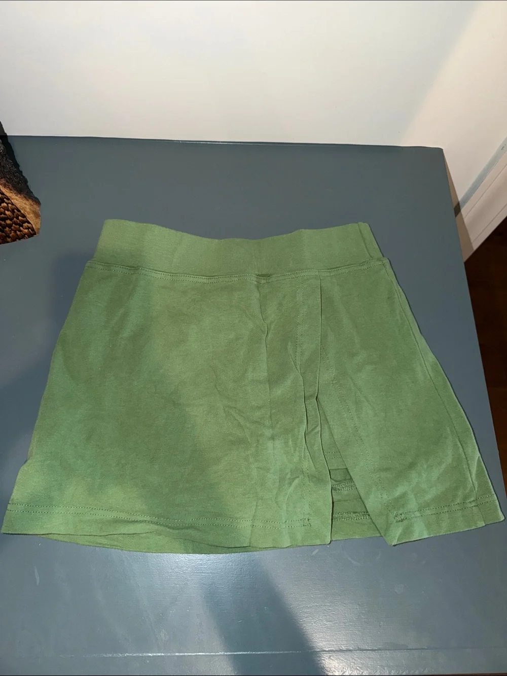 Skirts | Green Mini Skirt With Front Overlap | Poshmark